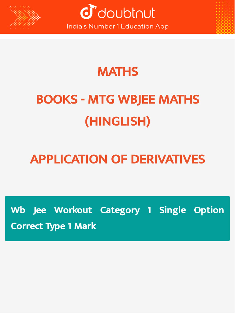 Derivatives Application in WBJEE Math | PDF | Acceleration | Tangent