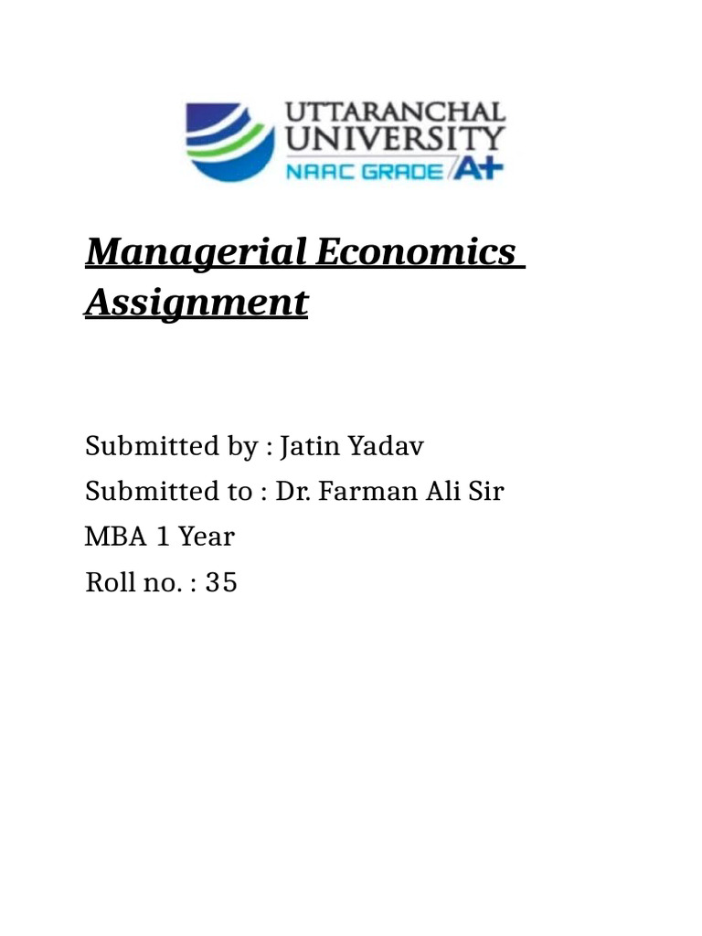 Managerial Economics Assignment | PDF