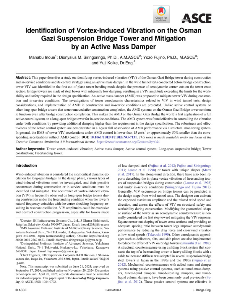 Vortex-Induced Vibration Control on Osman Gazi Bridge | PDF | Mechanics ...