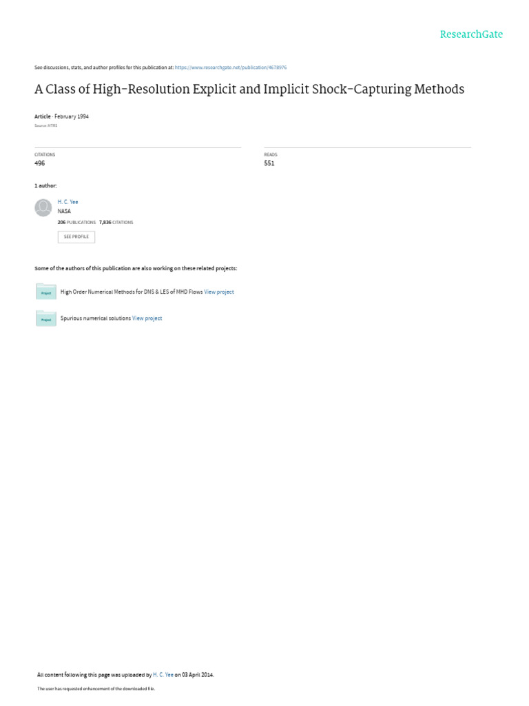 Yee - A Class of High-Resolution Explicit and Implicit | PDF | Partial ...