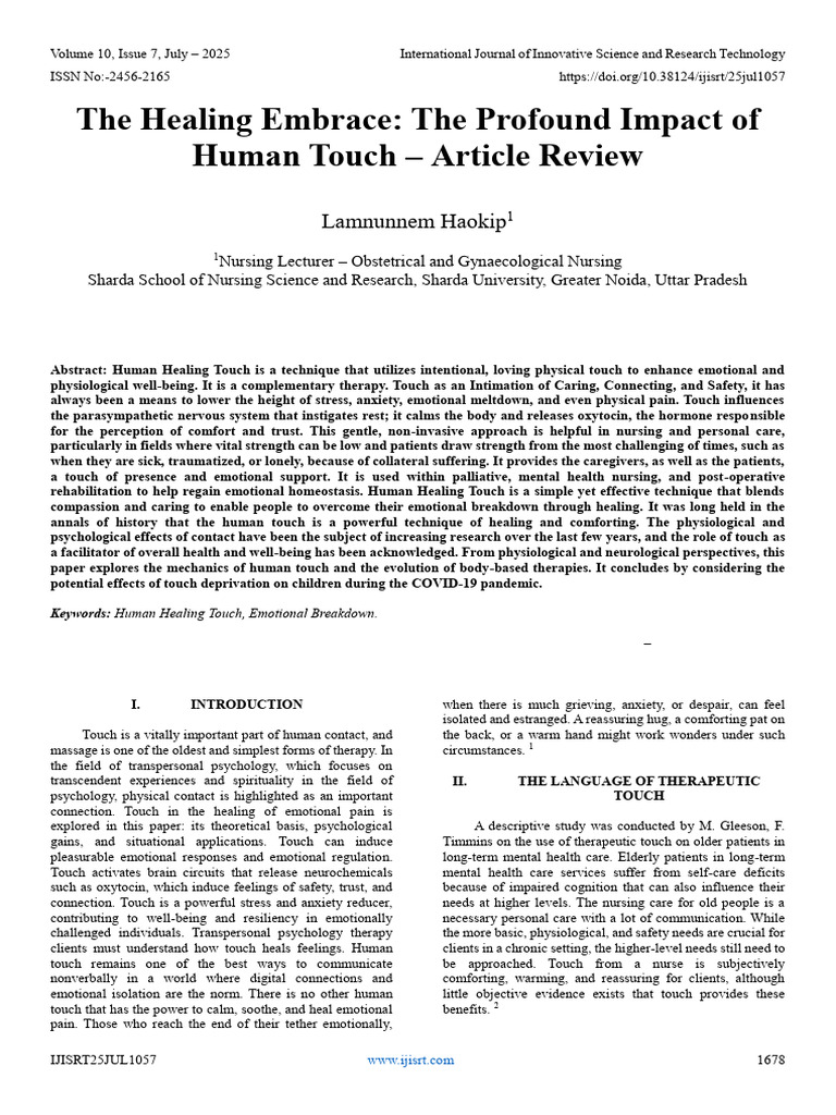 The Healing Embrace: The Profound Impact of Human Touch - Article ...