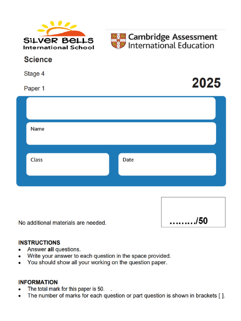 End of Term Three Science Paper 1 Exam Stage 4 2025 | PDF