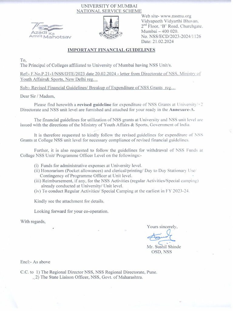 Revised Financial Guidelines and Utilization of NSS Fund at Uni | PDF