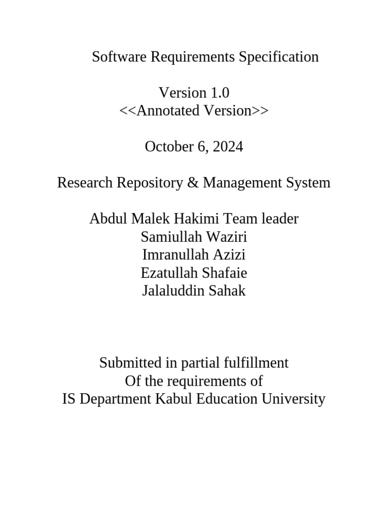 Research Repository System SRS Document | PDF | System | Databases