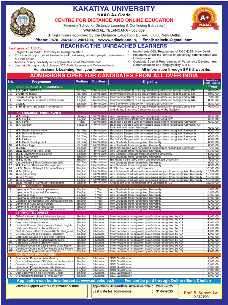 Kakatiya University Distance Education | PDF | Academic Degree ...