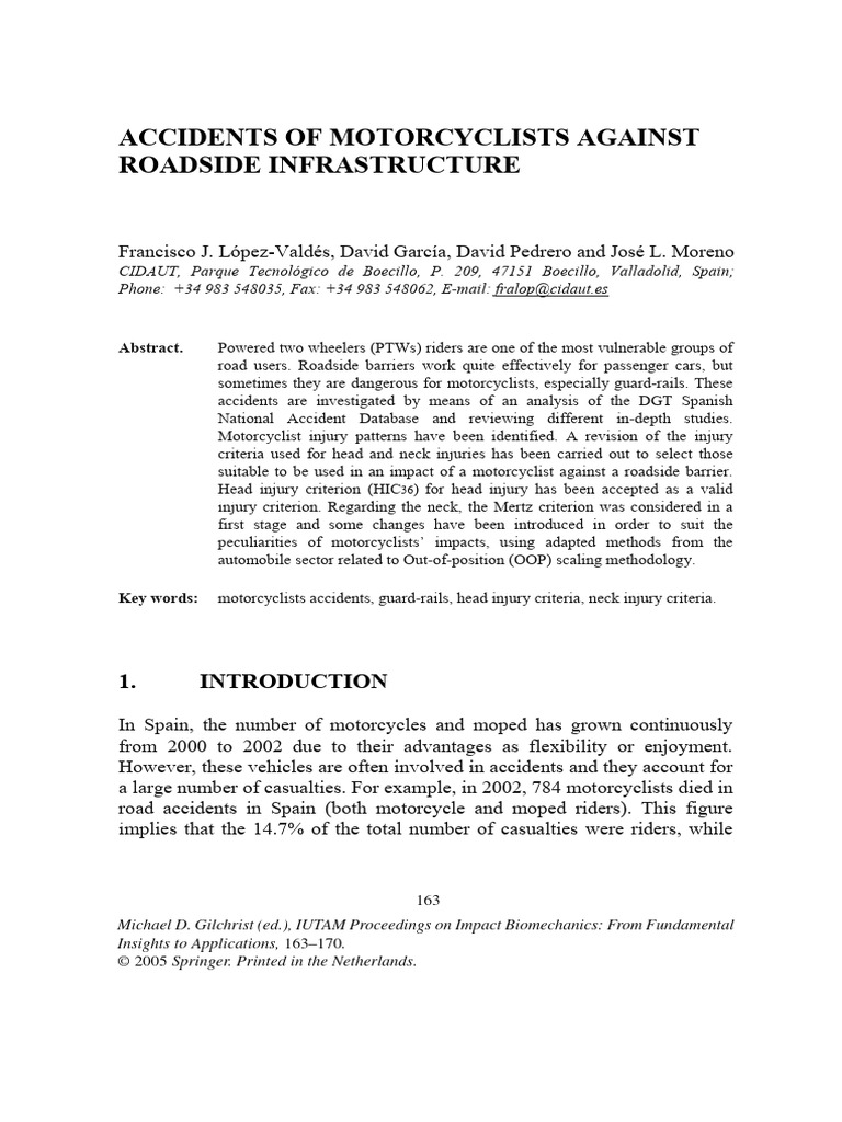 Accidents of Motorcyclists Against Roadside Infrastructure | PDF ...