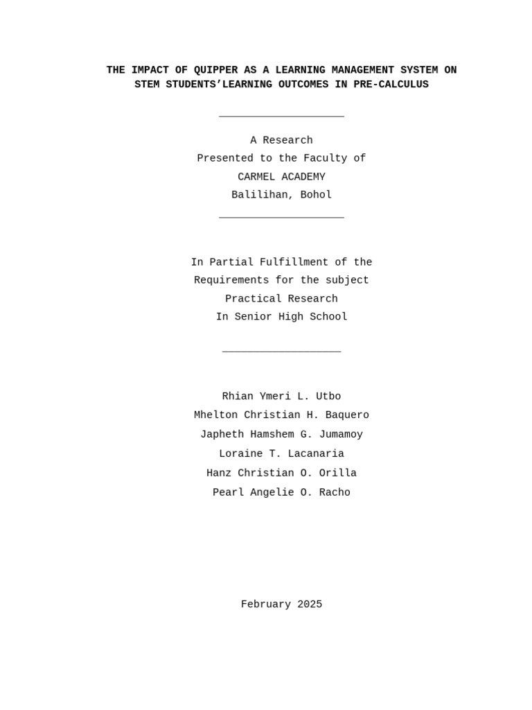 The Impact of Quipper As A Learning Management System On STEM Students ...