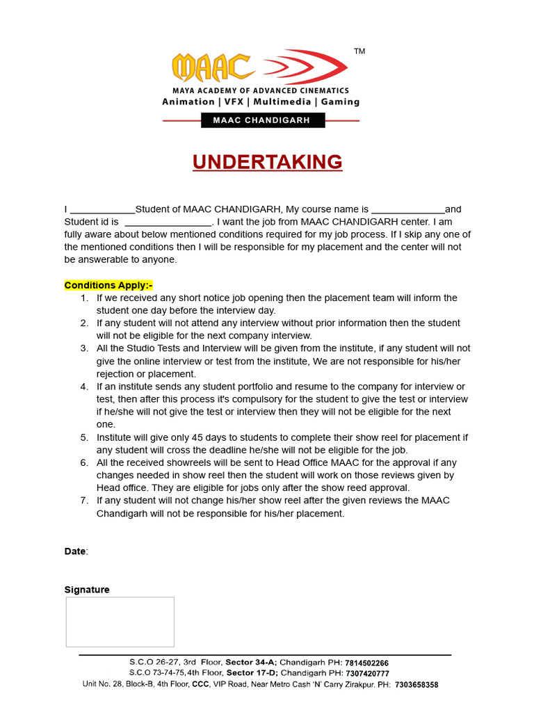 Undertaking Form | PDF