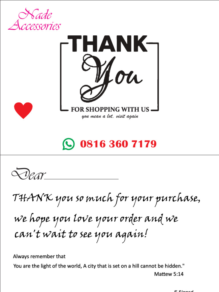 Thank You Front | PDF