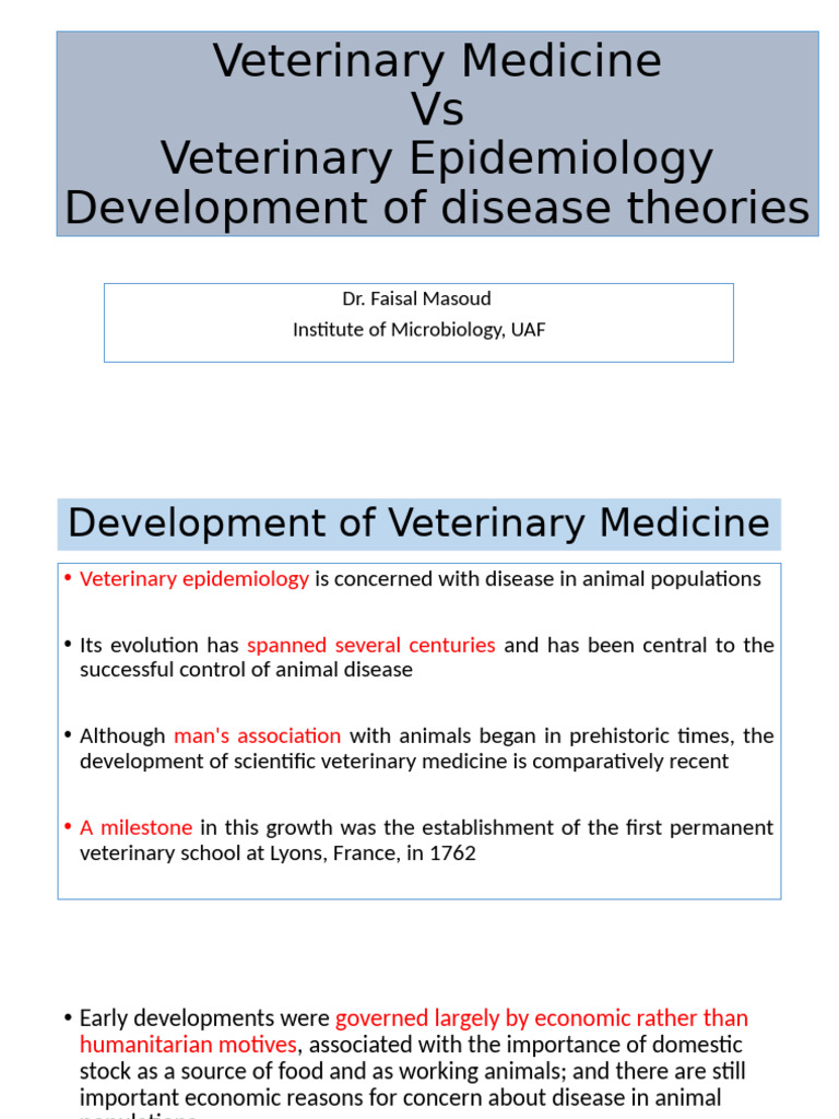Veterinary Medicine Vs Epidemiology and Disease Theories | PDF ...