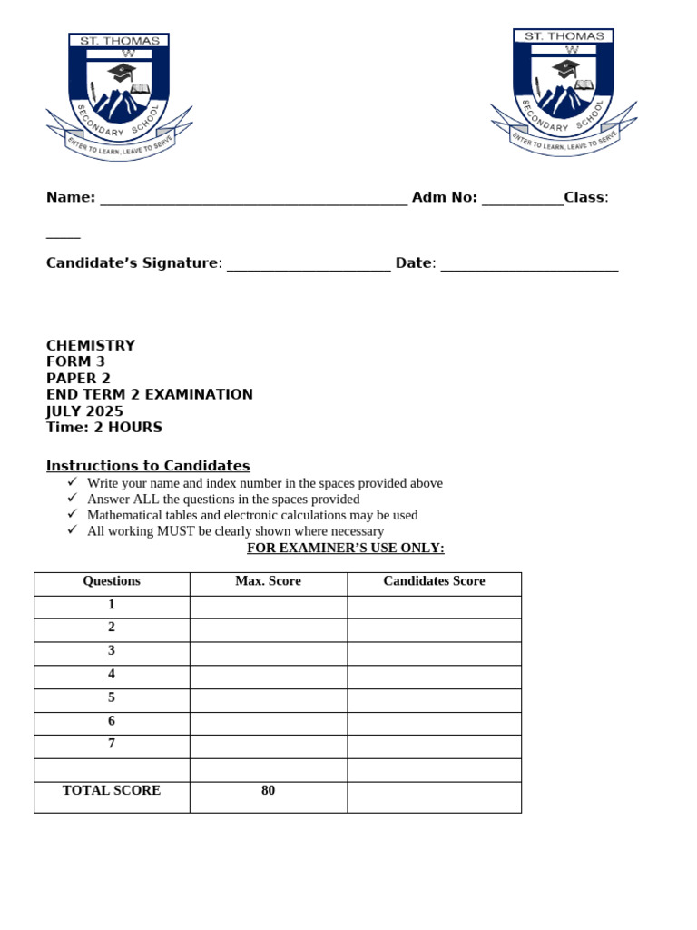 F3 Chemistry F3 PP2 QS End T2 | PDF | Chemical Reactions | Acid