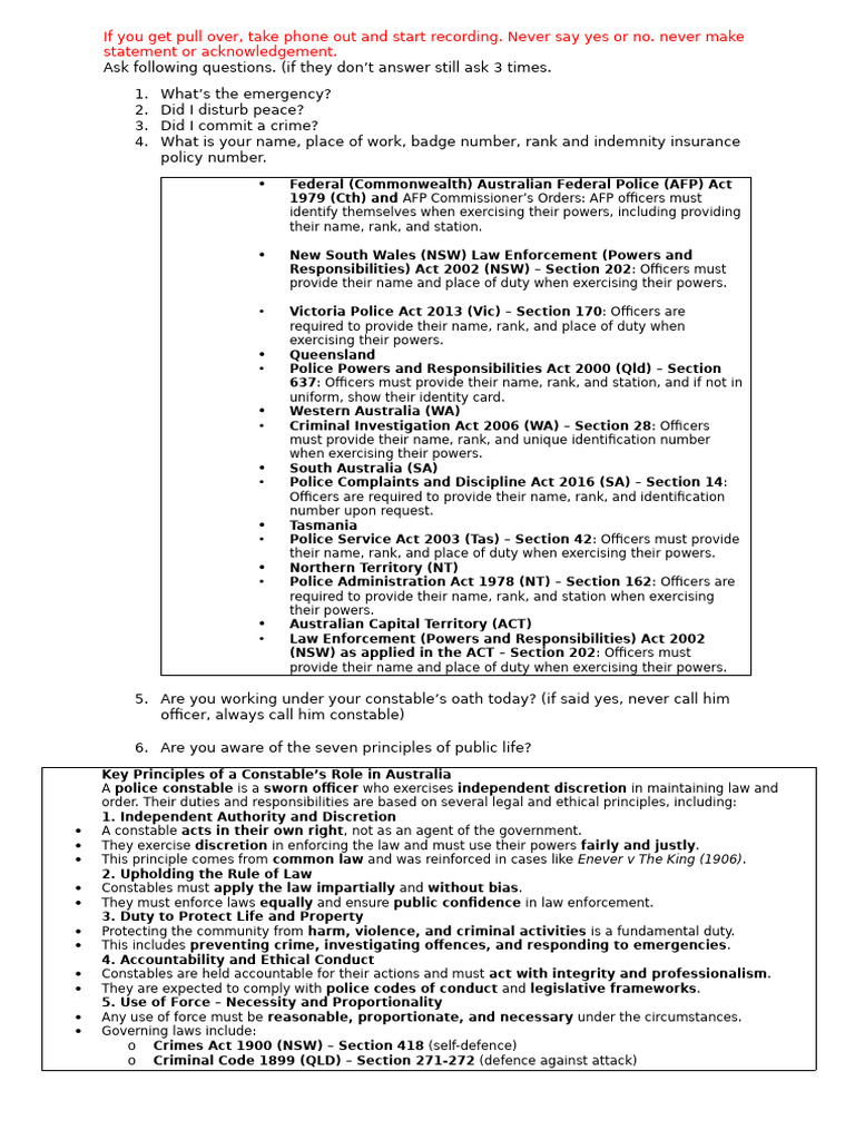 How to Handle Police Stops in Australia | PDF | Police | Arrest