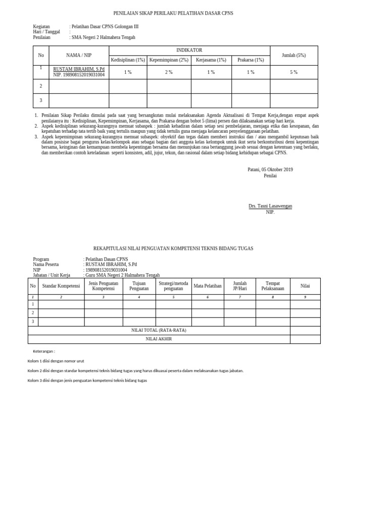 Format Penilaian Mentor | PDF