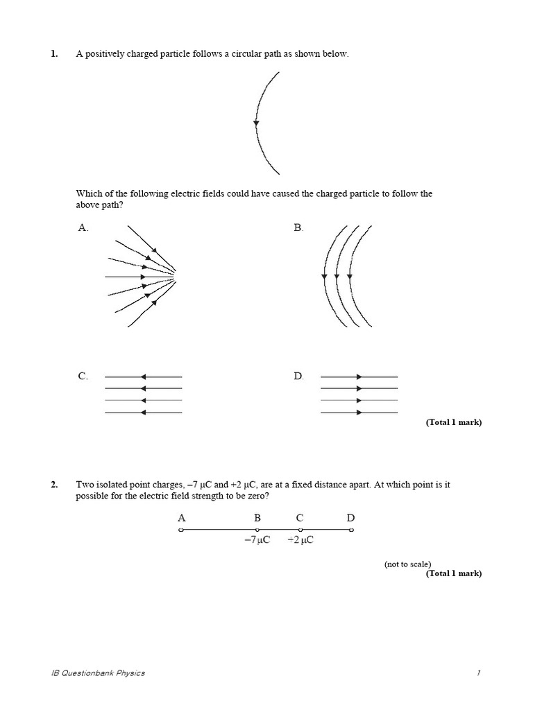 Electric Field & Force - MCQ | PDF | Electric Field | Electron