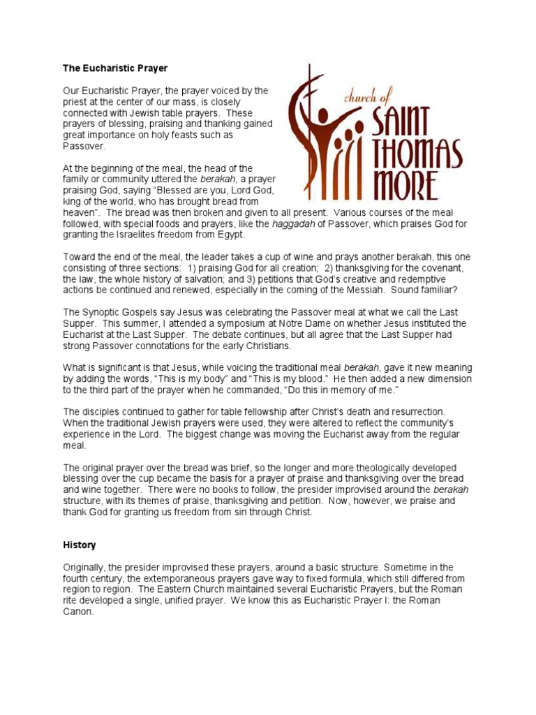 Liturgy of the Eucharist - Eucharistic Prayer | Eucharist | Mass (Liturgy)