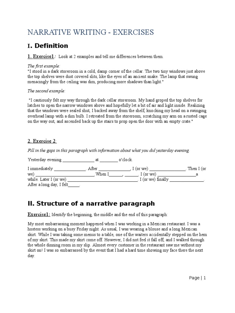 Exercise On Narrative Writing | Download Free PDF | Languages
