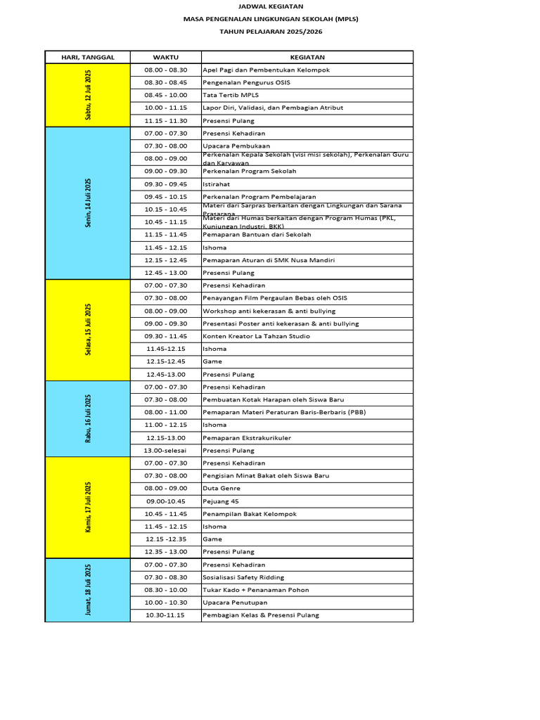 Jadwal Mpls 2025-2026 | PDF