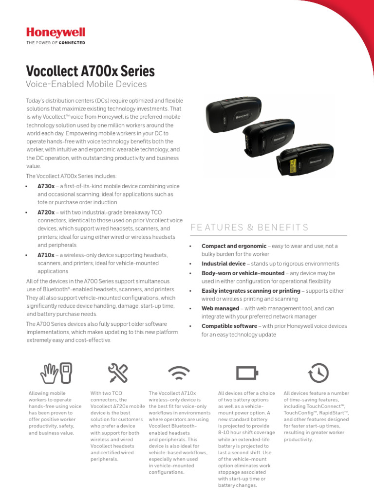 Vocollect A700x Series Mobile Devices | PDF | Image Scanner | Bluetooth