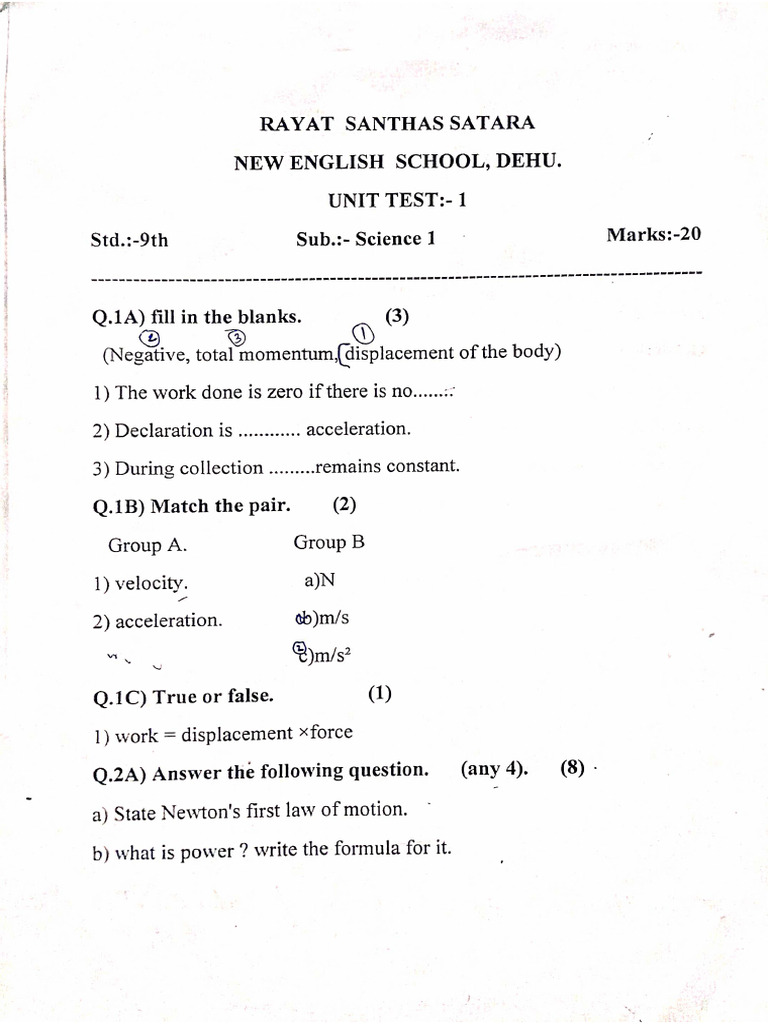 Science 1 Paper | PDF