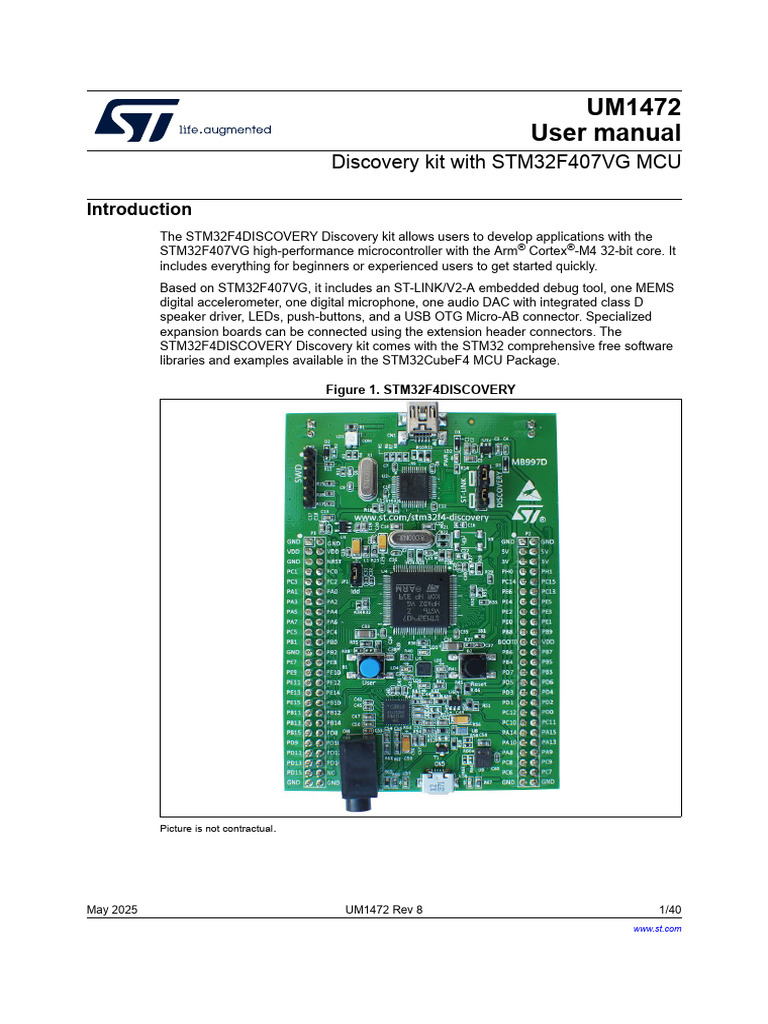 Um1472 Discovery Kit With Stm32f407vg Mcu Stmicroelectronics | PDF | Computer Hardware | Computing