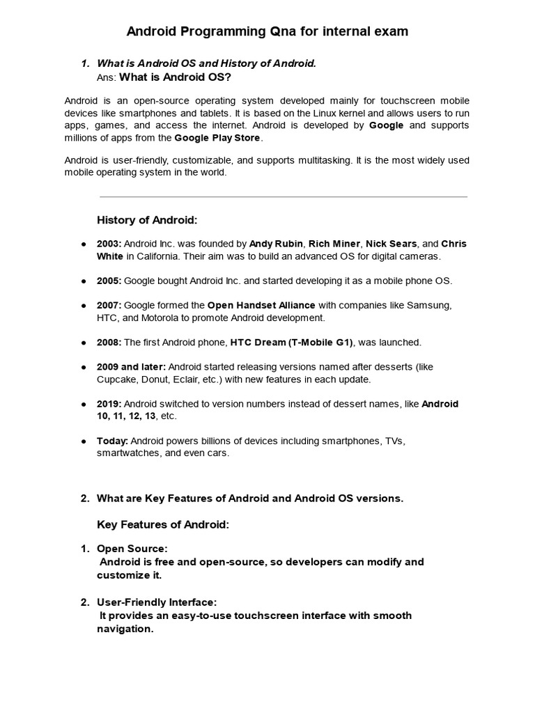 Android Prog Qna For Internal Long | PDF | Android (Operating System ...