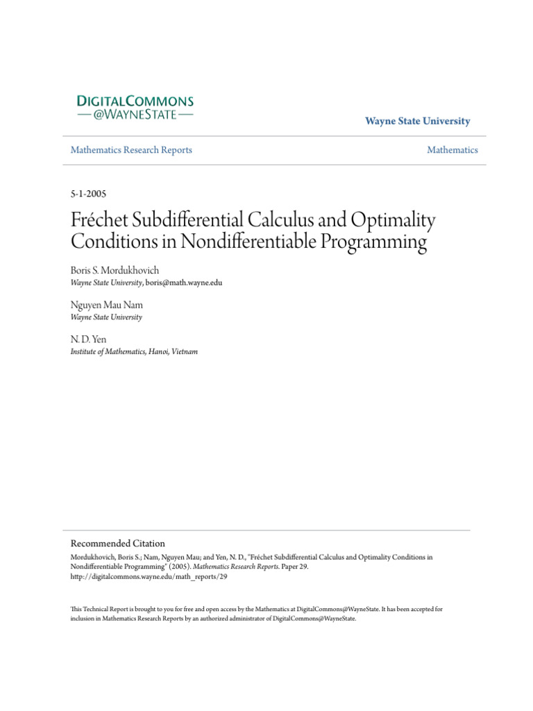 Frechet Subdifferential Calculus and Optimality Conditions 50v5at25sg | PDF | Mathematical ...