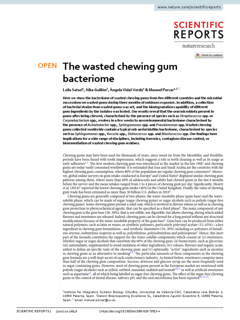 Chewing Gum Bacteriome and Degradation | PDF | Polymerase Chain ...