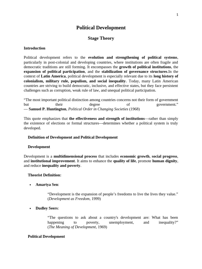 Political Development Stage Theories Explained | PDF | Modernization ...
