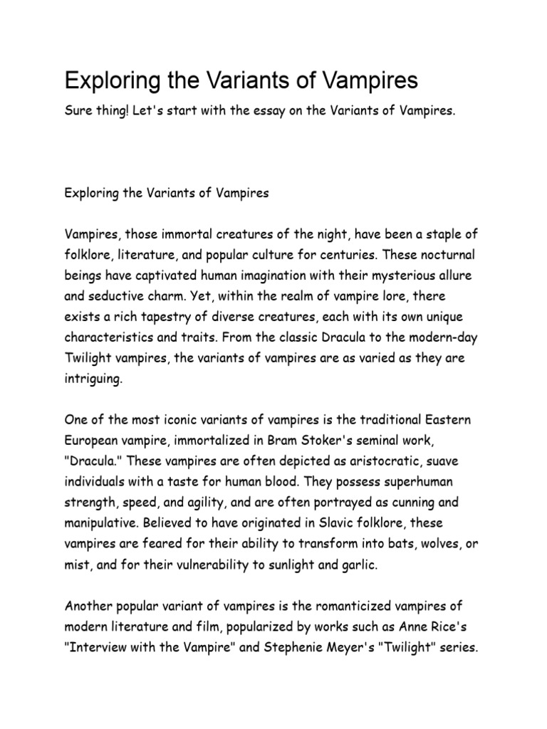 Variants of Vampires in Folklore | PDF | Vampires | Count Dracula