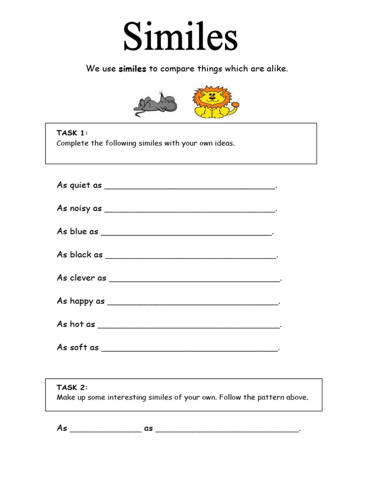 English Simile and Examples of Similes With Practical Examples | PDF