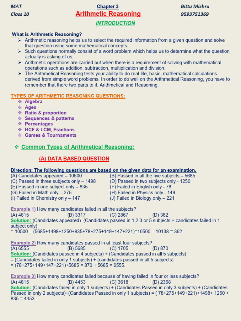L-3 Arithmetic Reasoning | PDF | Mathematics | Arithmetic