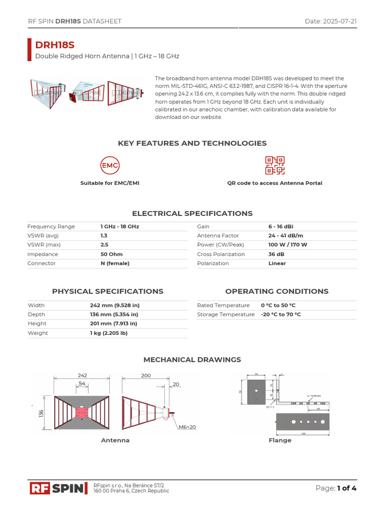 RF Spin drh18s Datasheet 2025 07 21 RF SPIN DRH18S Datasheet 2025 07 21 | PDF | Antenna (Radio ...