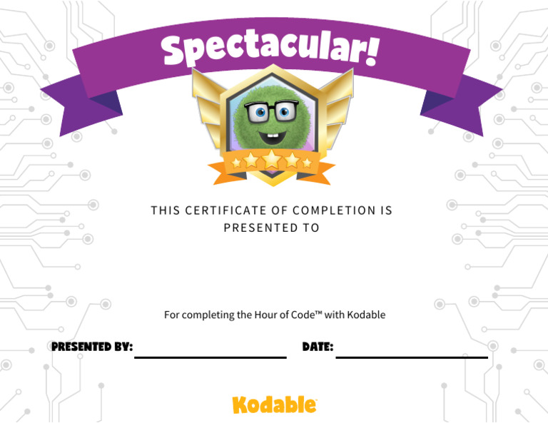 Hour of Code Completion Certificate | PDF