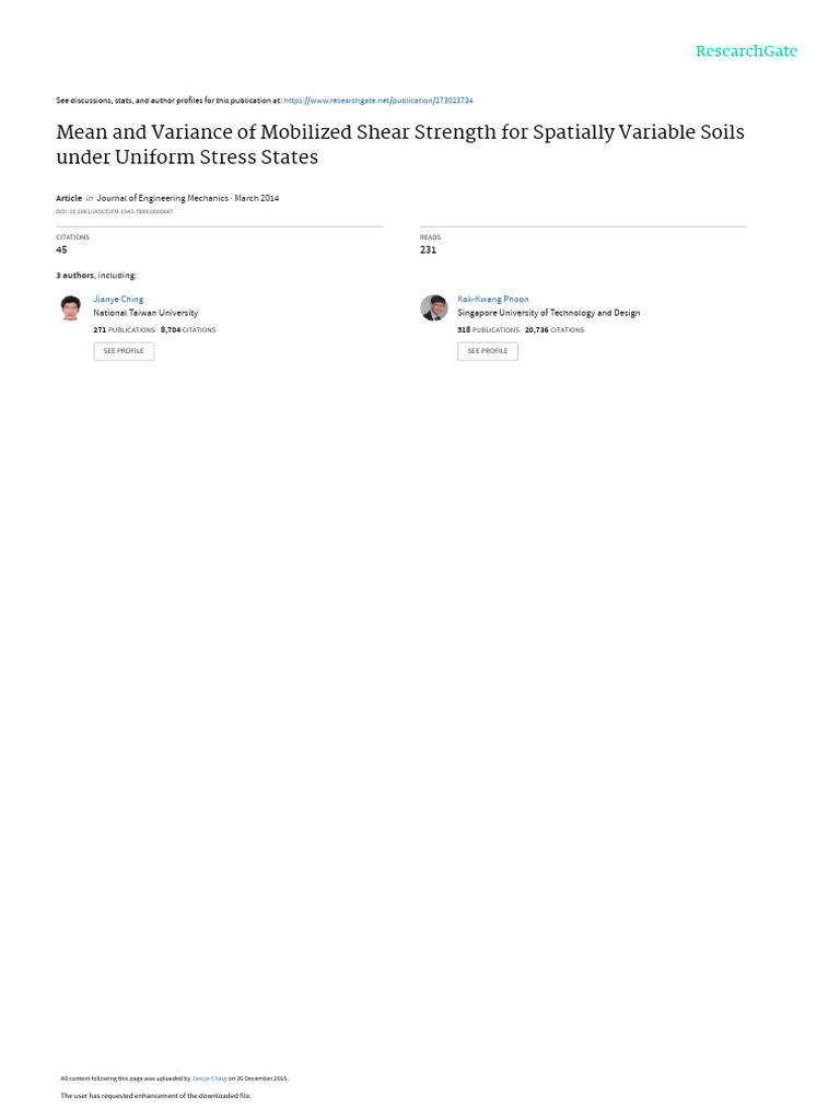 Model for Spatial Variability 13 | PDF | Finite Element Method | Shear Stress