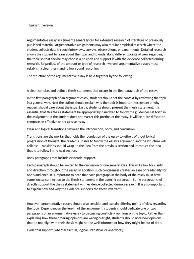 English Version and Spanish | PDF | Essays | Evidence