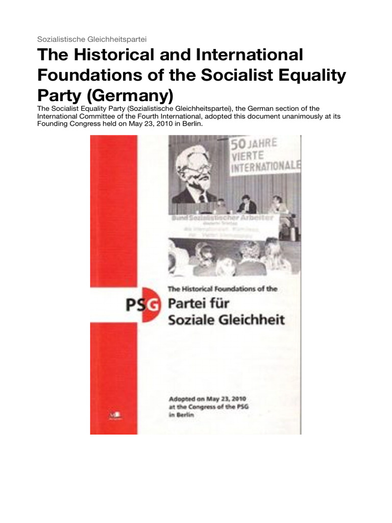 The Historical and International Foundations of The Socialist Equality ...