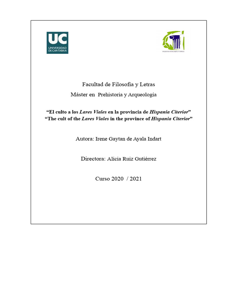 El Culto A Los Lares Viales en La Provincia de Hispania Citerior | PDF ...