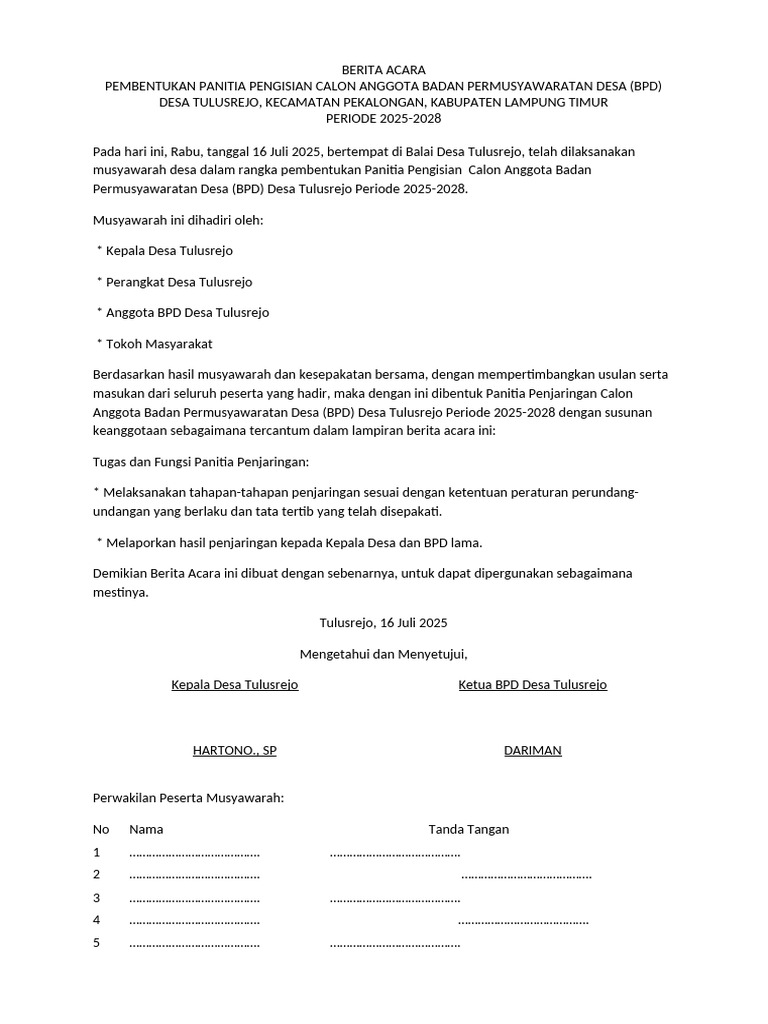 Berita Acara BPD | PDF