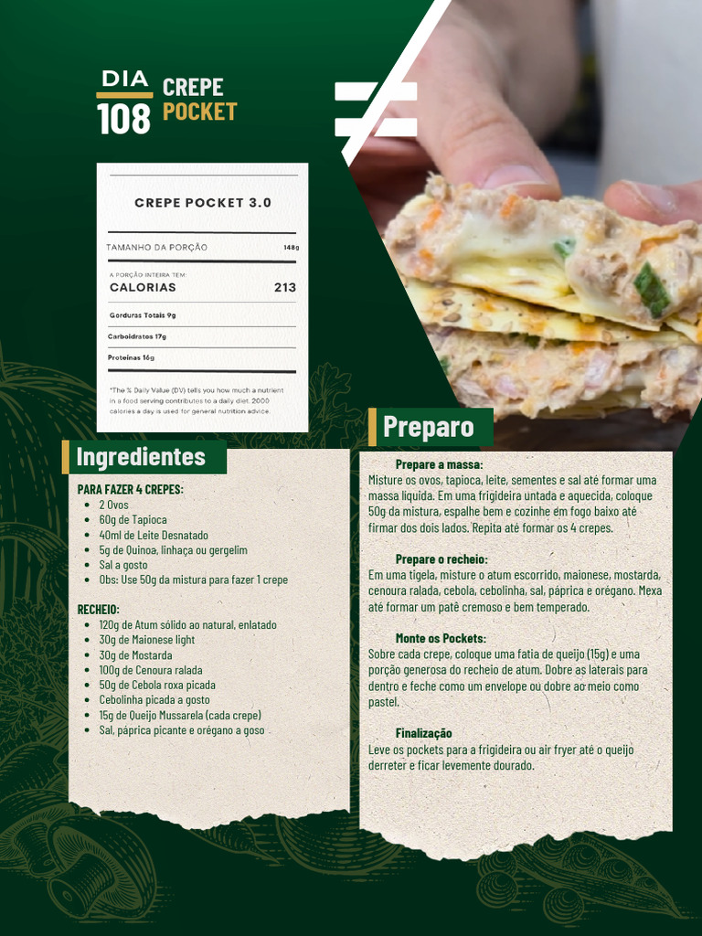 Receitas de Crepe Pocket com Atum | PDF