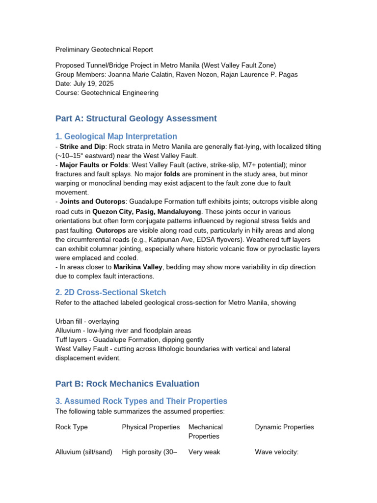 Geotechnical Report: Metro Manila Tunnel | PDF | Fault (Geology) | Geology