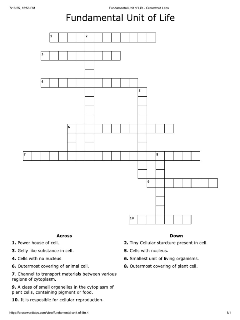 Cell Crossword | PDF
