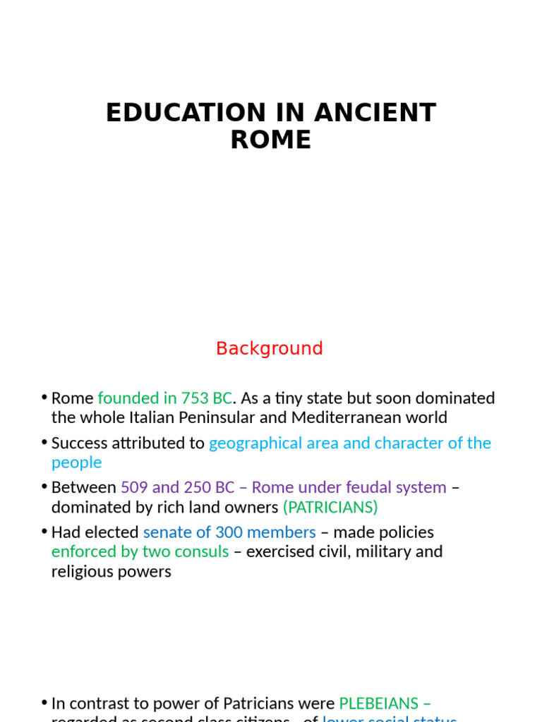 Education in Ancient Rome | PDF | Rhetoric | Ancient Greece