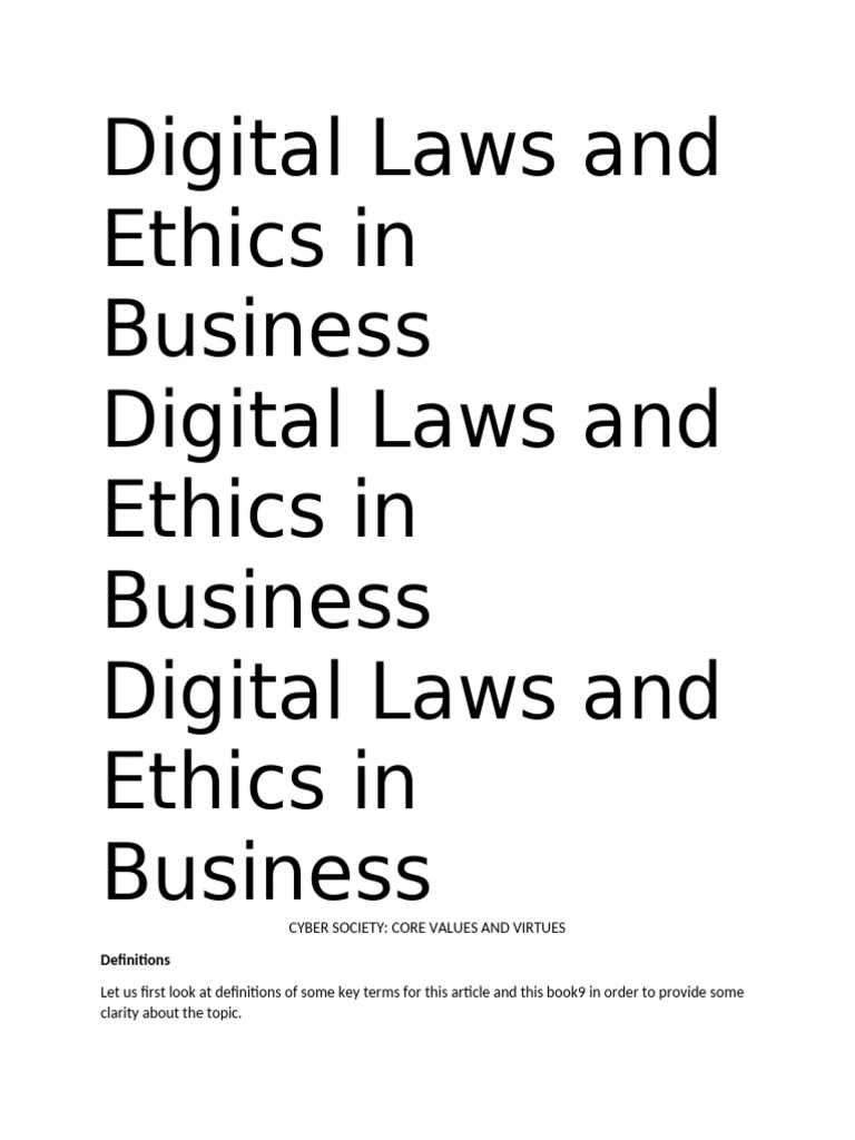 Digital Laws and Ethics Overview | PDF | Artificial Intelligence ...