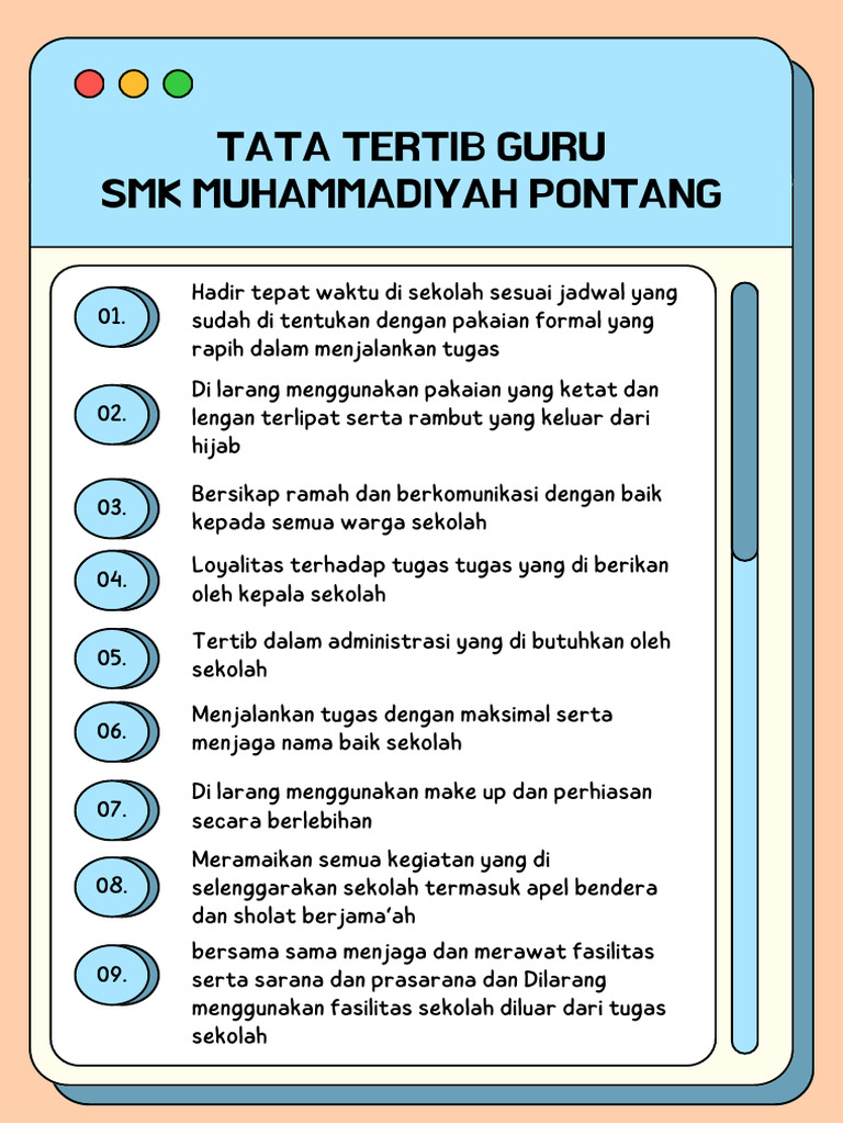 Poster Tata Tertib Sekolah Untuk Warga Sekolah TA 2025-2026 | PDF