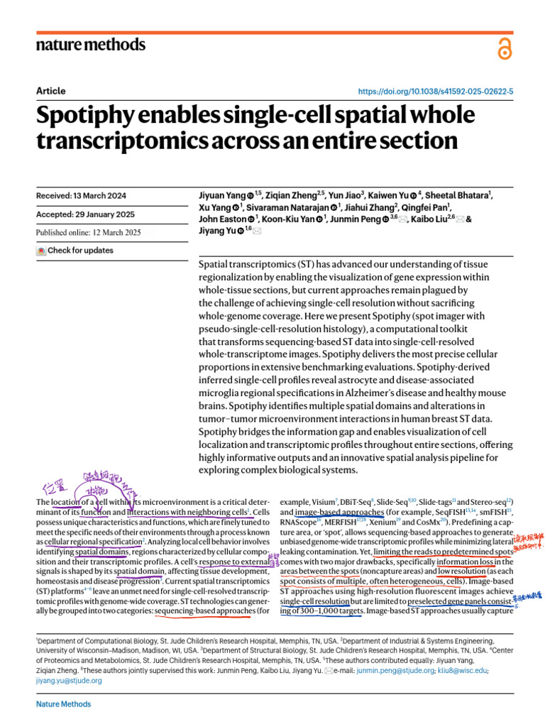 Spotiphy Enables Single-Cell Spatial Whole Transcriptomics Across An Entire Section | PDF | Biology