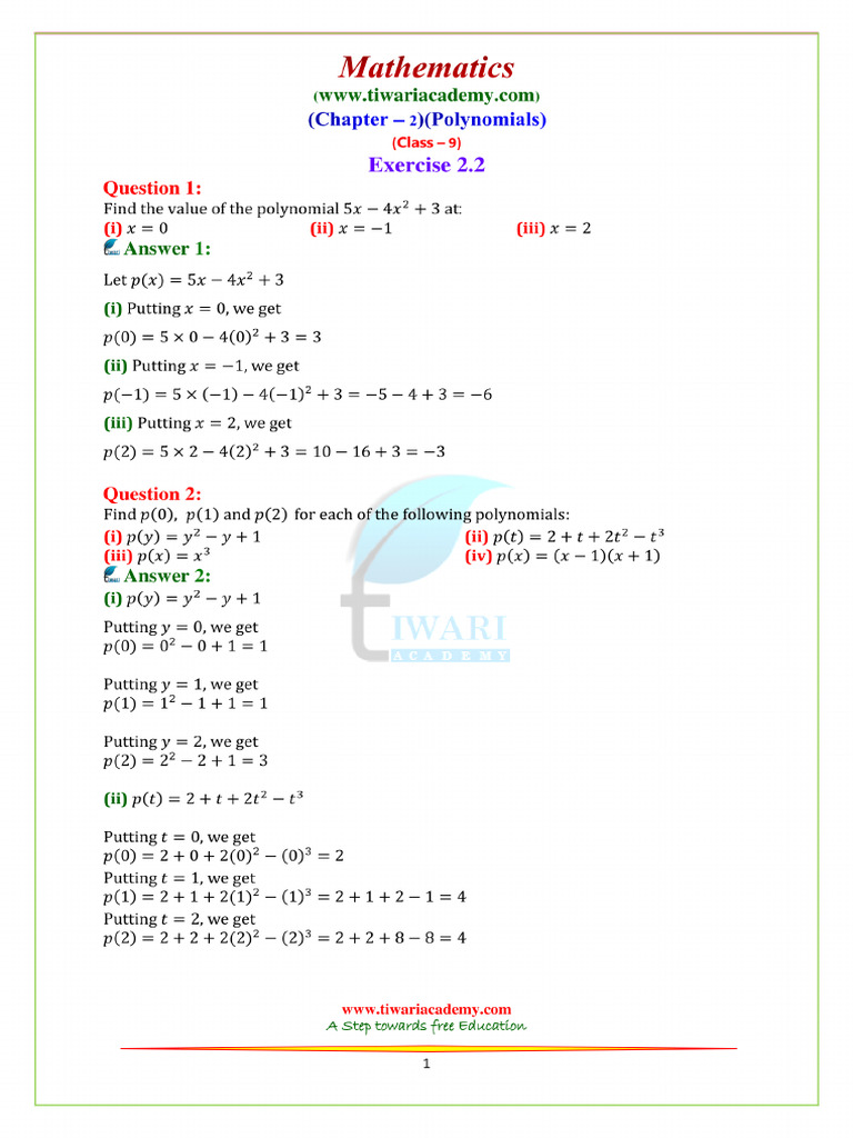 9 Maths NCERT Solutions Chapter 2 2 | PDF