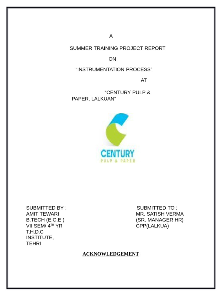 Summer Training Report | PDF | Pressure Measurement | Materials