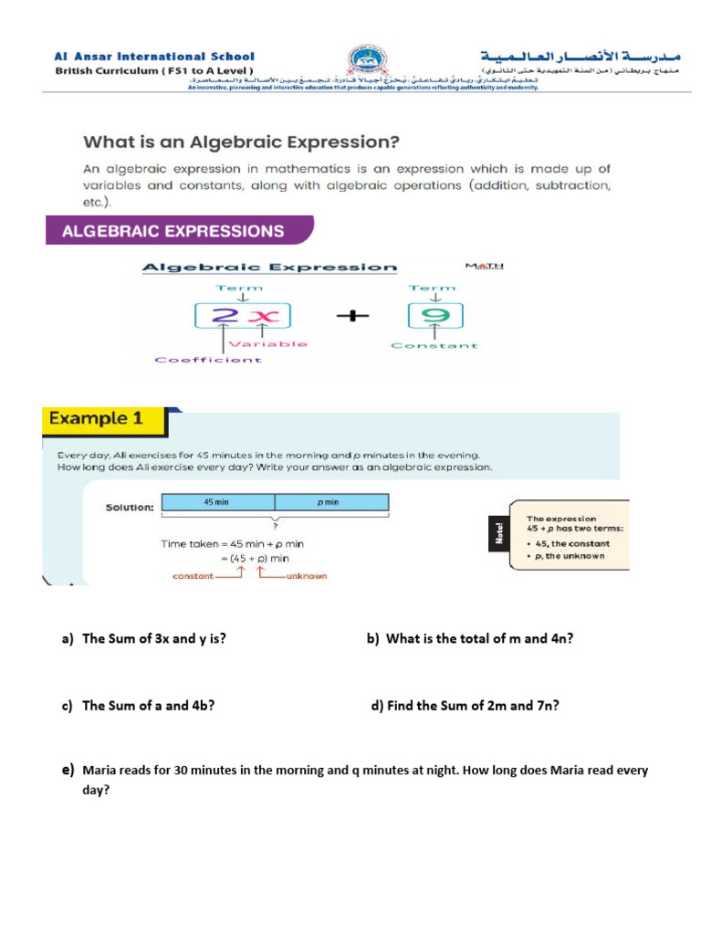 Y7 Math CH (4) Revision Worksheet | PDF | Mathematics