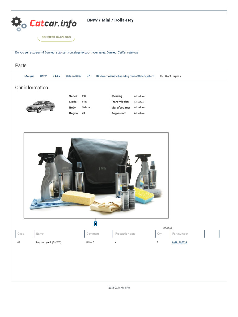 BMW, 3 E46, Saloon 318i, ZA, 83 Aux - Materials&opertng Fluids ...