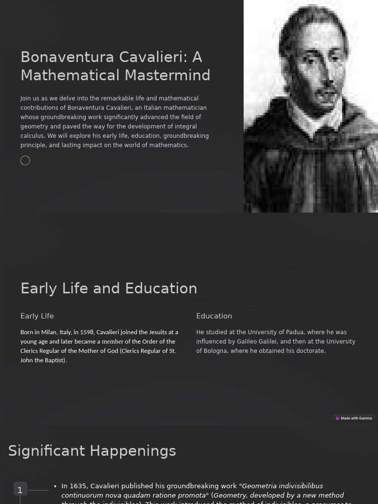 Bonaventura Cavalieri: Geometry Pioneer | PDF | Calculus | Geometry
